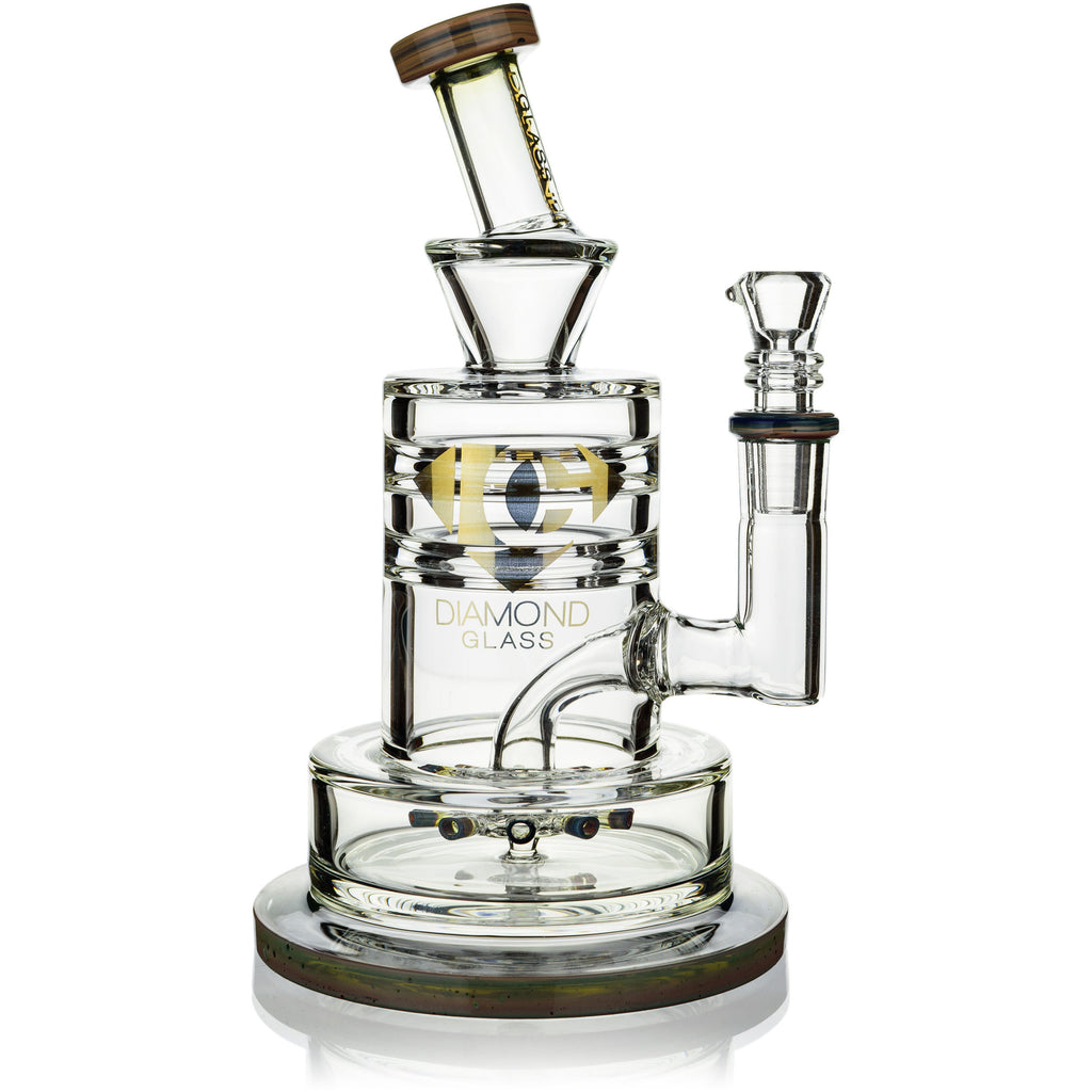 8" Heavy Base Crystal Cut Rig w/ Cyclone Perc, by Diamond Glass (free ...